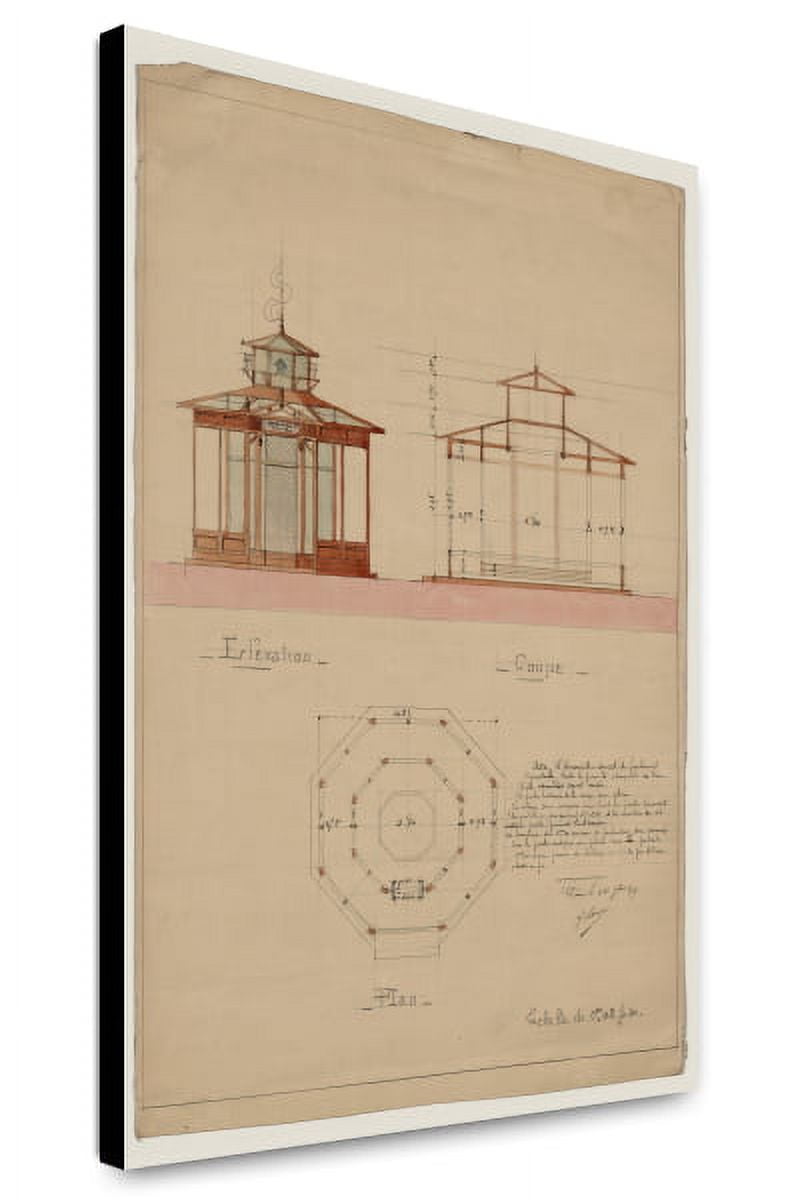 Canvas Print: Architectural Drawing Showing Elevation, Cross Section ...