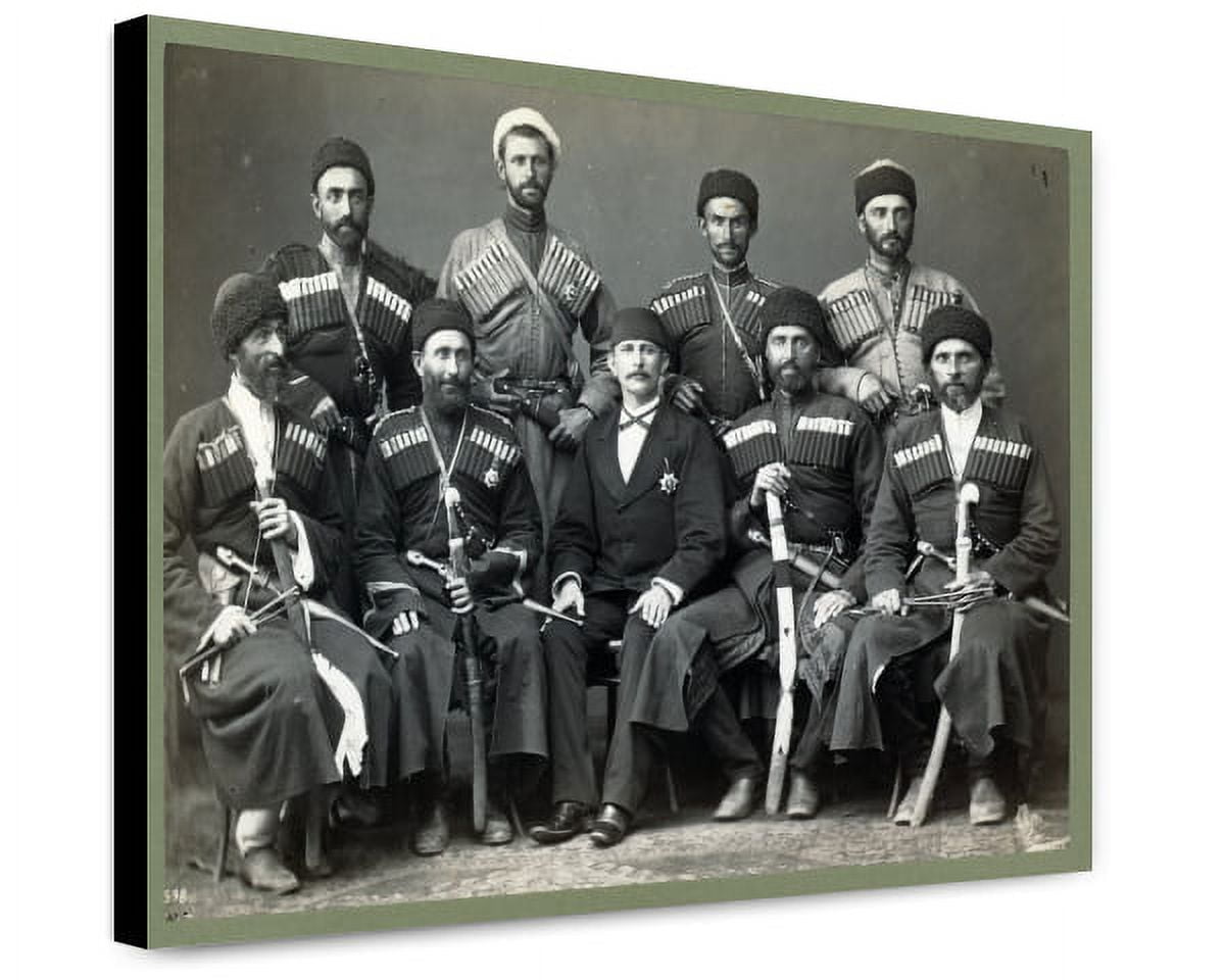 Canvas Print: Group Portrait Of Eight Circassian Men In Uniform, With ...
