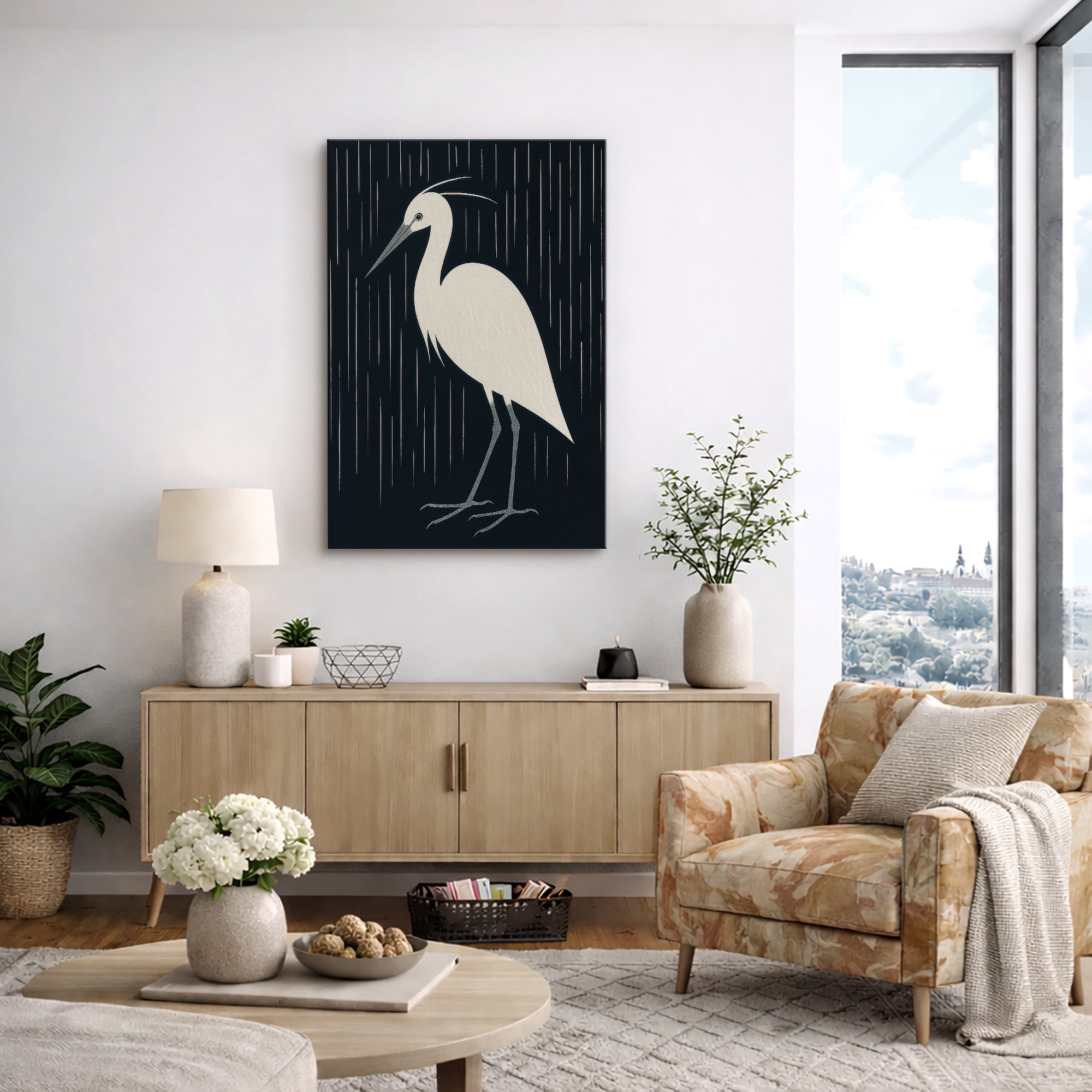 Canvas Print Heron Wall Art Bird Decorative for Living Room Bedroom ...
