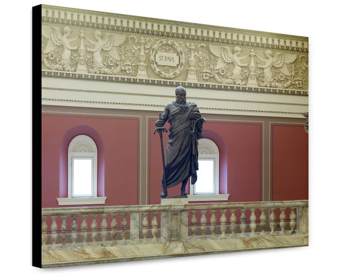 Canvas Print: Main Reading Room. Portrait Statue Of St. Paul Along The ...