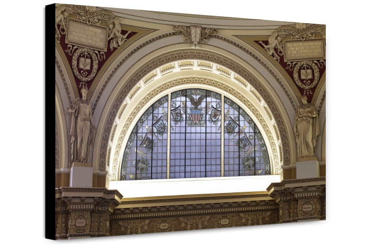 Canvas Print: Main Reading Room. Semi-Circular Stained Glass Window In ...