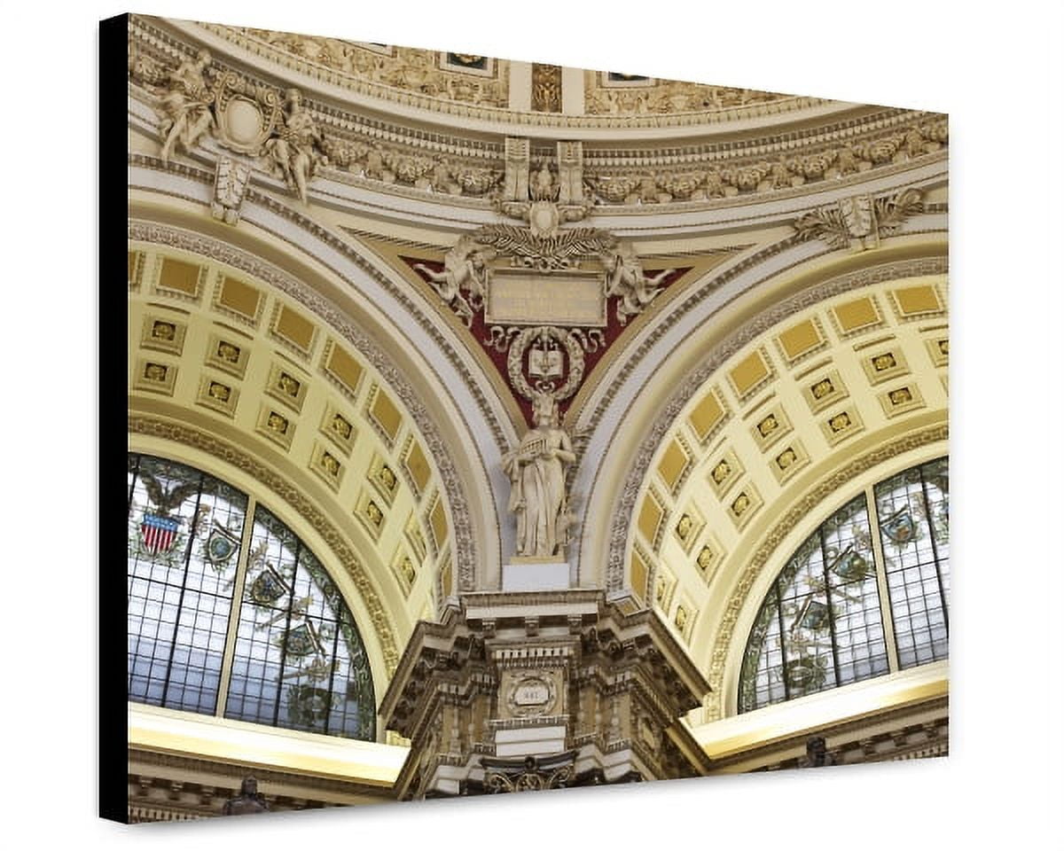Canvas Print: Main Reading Room. View Of Statue Of Art By Tonetti-Dozzi ...