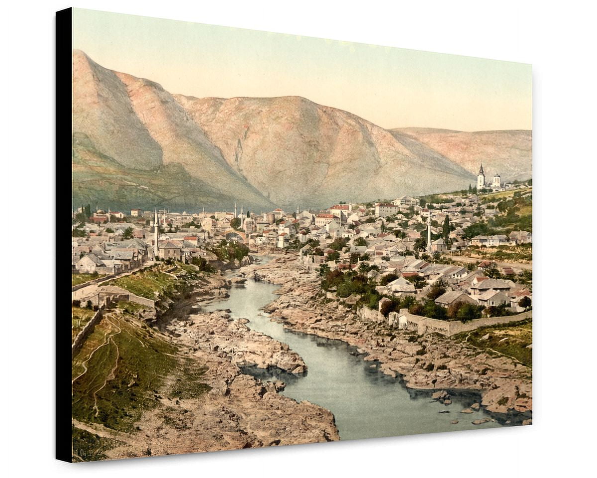 Canvas Print: Mostar, General View, Herzegowina, Austro-Hungary, circa ...