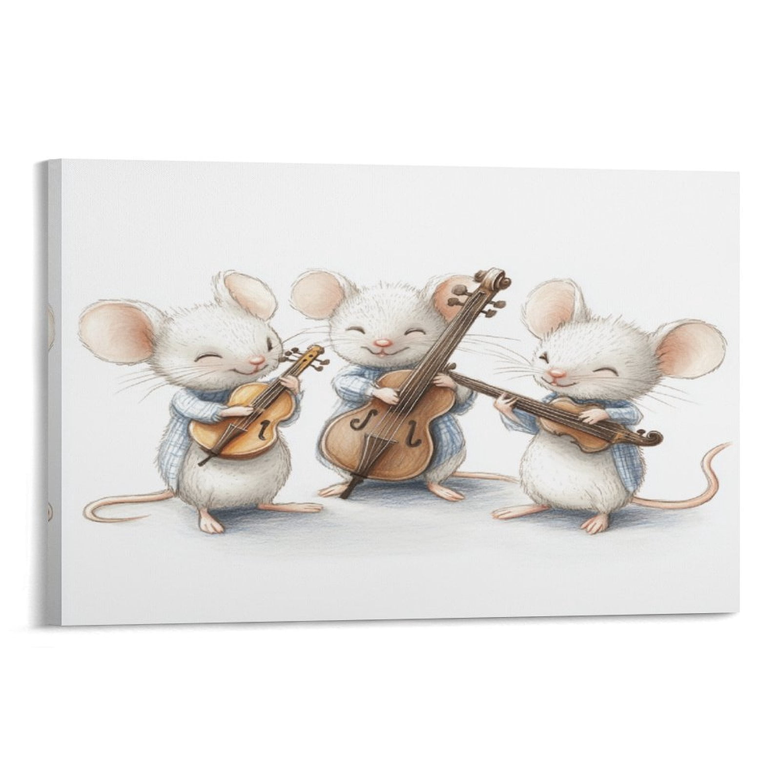 Canvas Print Mouse Music Band Canvas Picture Adorable Funny Mice ...