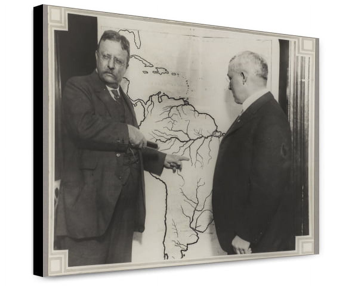 Canvas Print: President Roosevelt Pointing At A Map Of South America ...