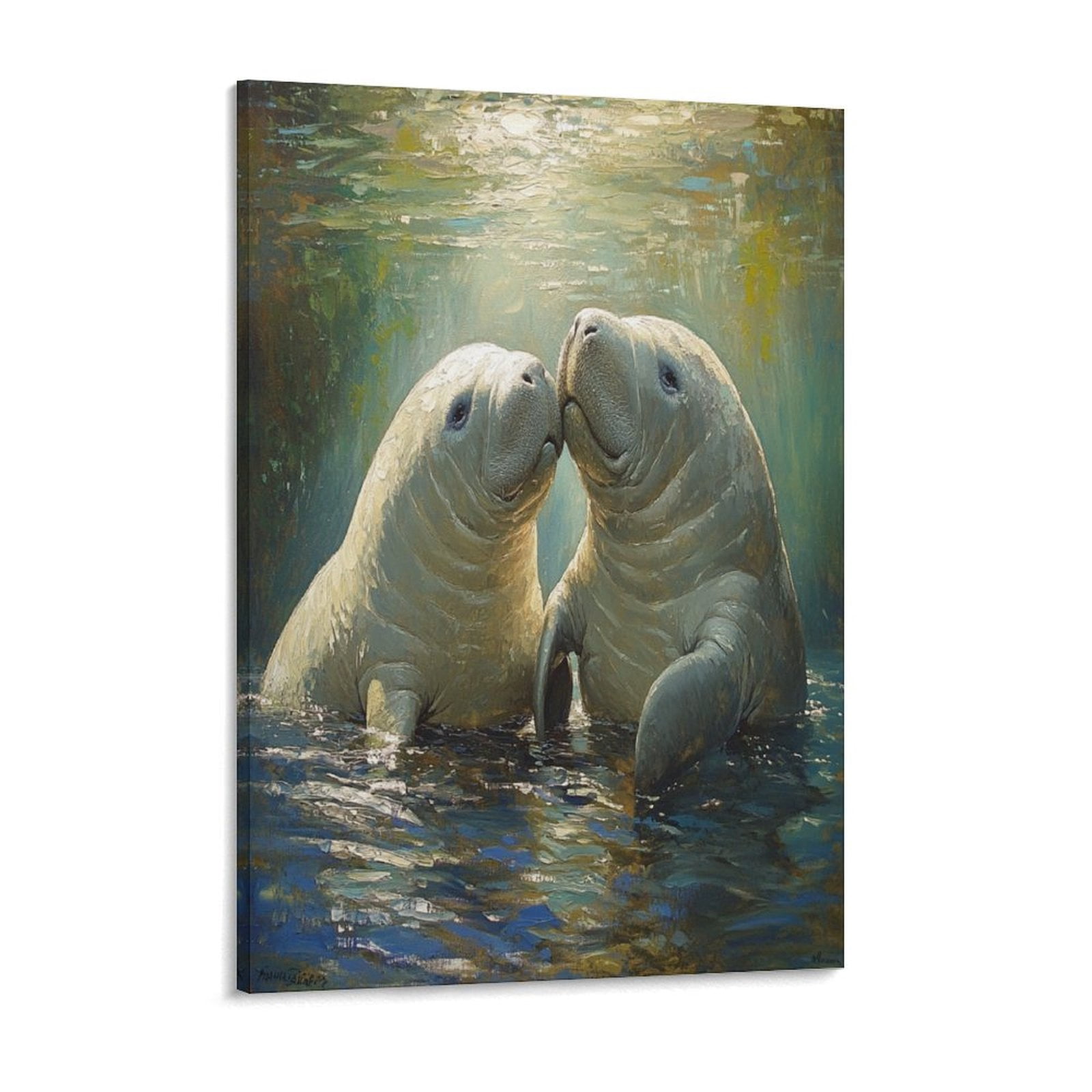 Canvas Print Two Manatees Playing in The Water Canvas Picture Wall ...