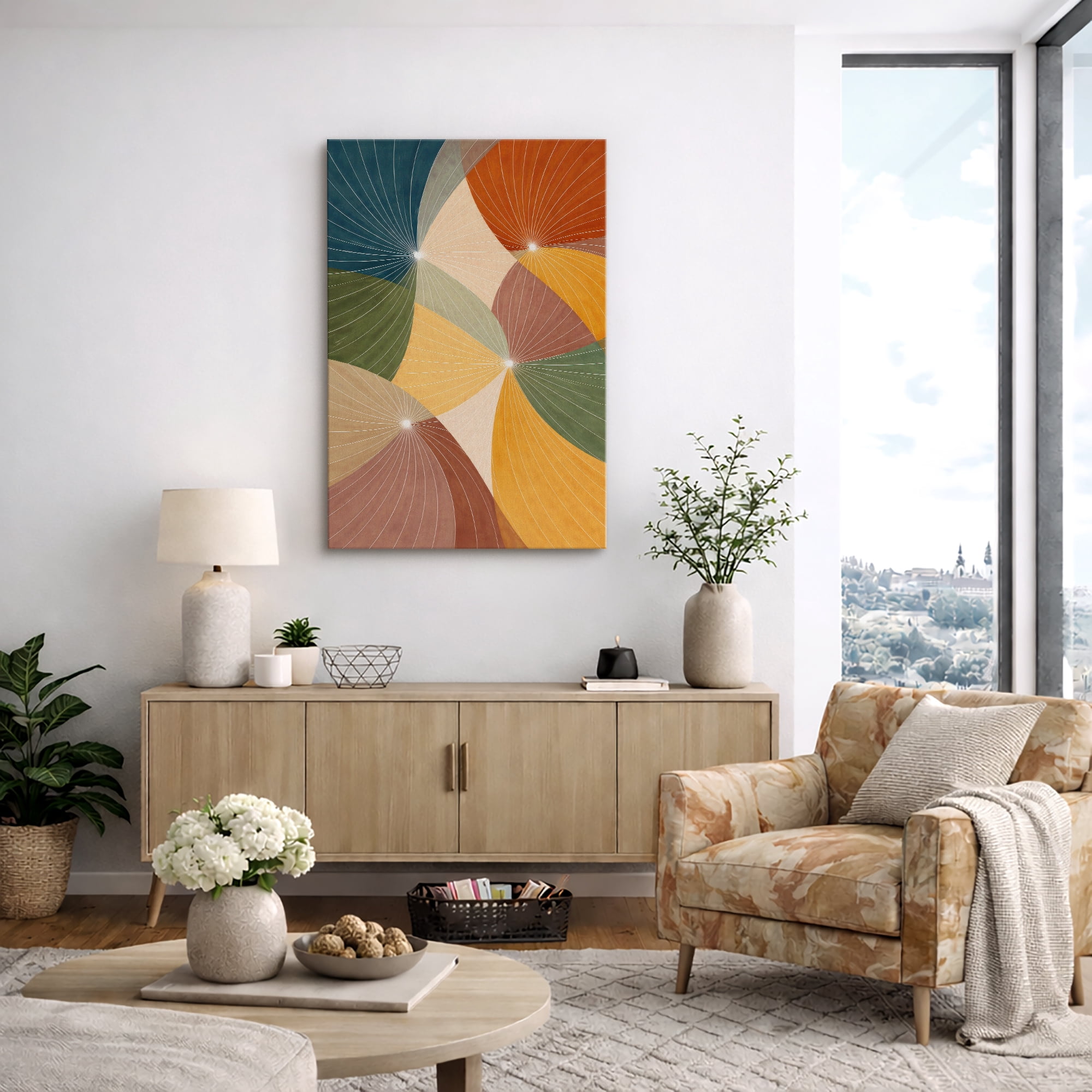 Canvas Print Wall Art Abstract Curved Pattern in Earth Tones Print ...