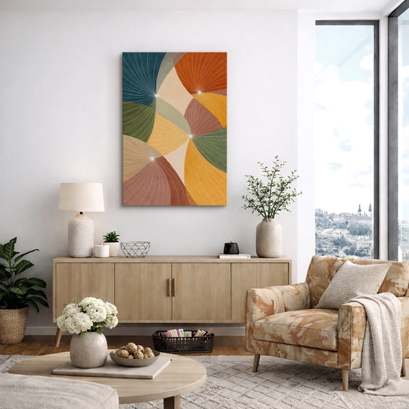 Canvas Print Wall Art Abstract Curved Pattern in Earth Tones Print ...