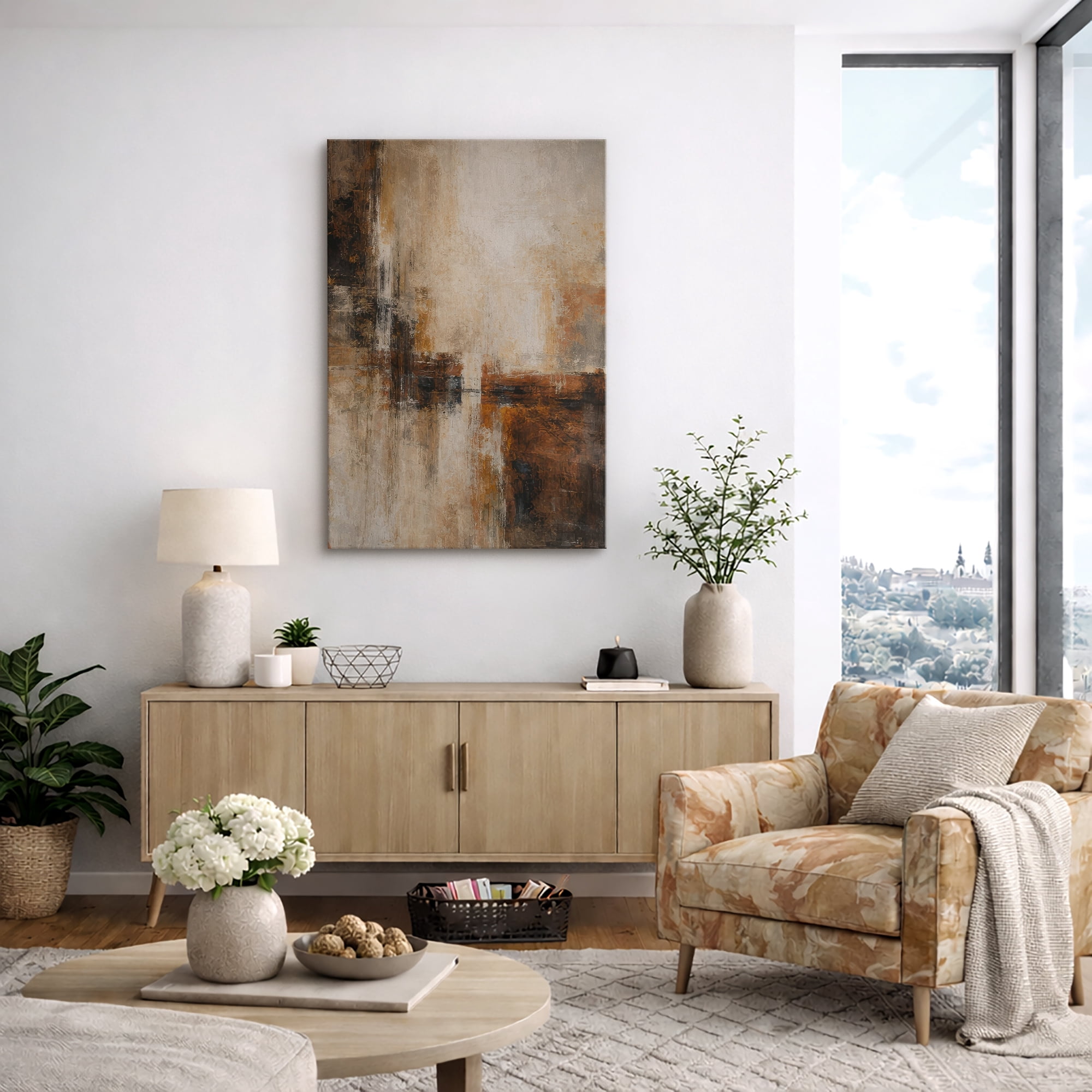 Canvas Print Wall Art Abstract Earth Tone Shapes Print Minimalist ...