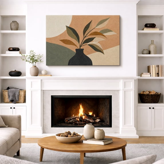 Canvas Print Wall Art Abstract Leaves in Vase Print Minimalist ...
