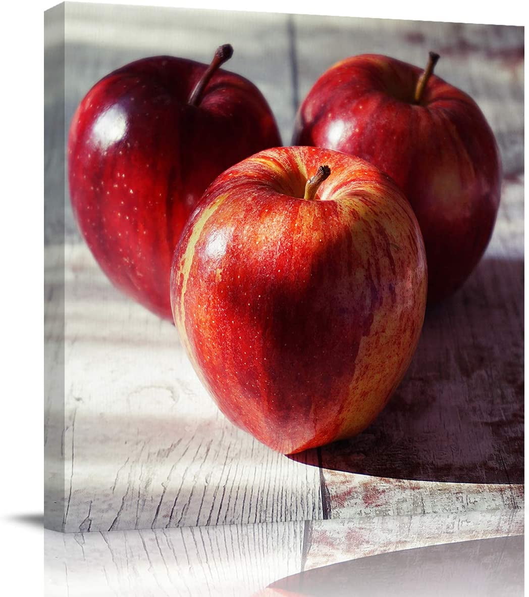 Canvas Print Wall Art for Bathroom Kitchen Wall Decor 3D Red Apple ...