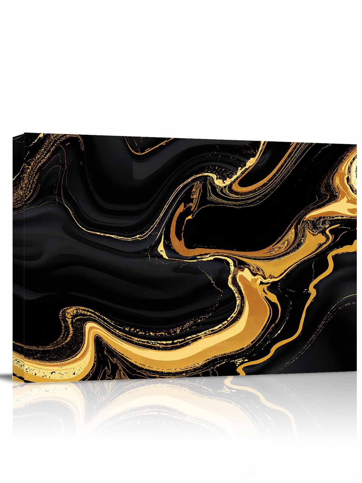 Canvas Print Wall Art Black Gold Marble Luxury Abstract Abstract Fluid ...