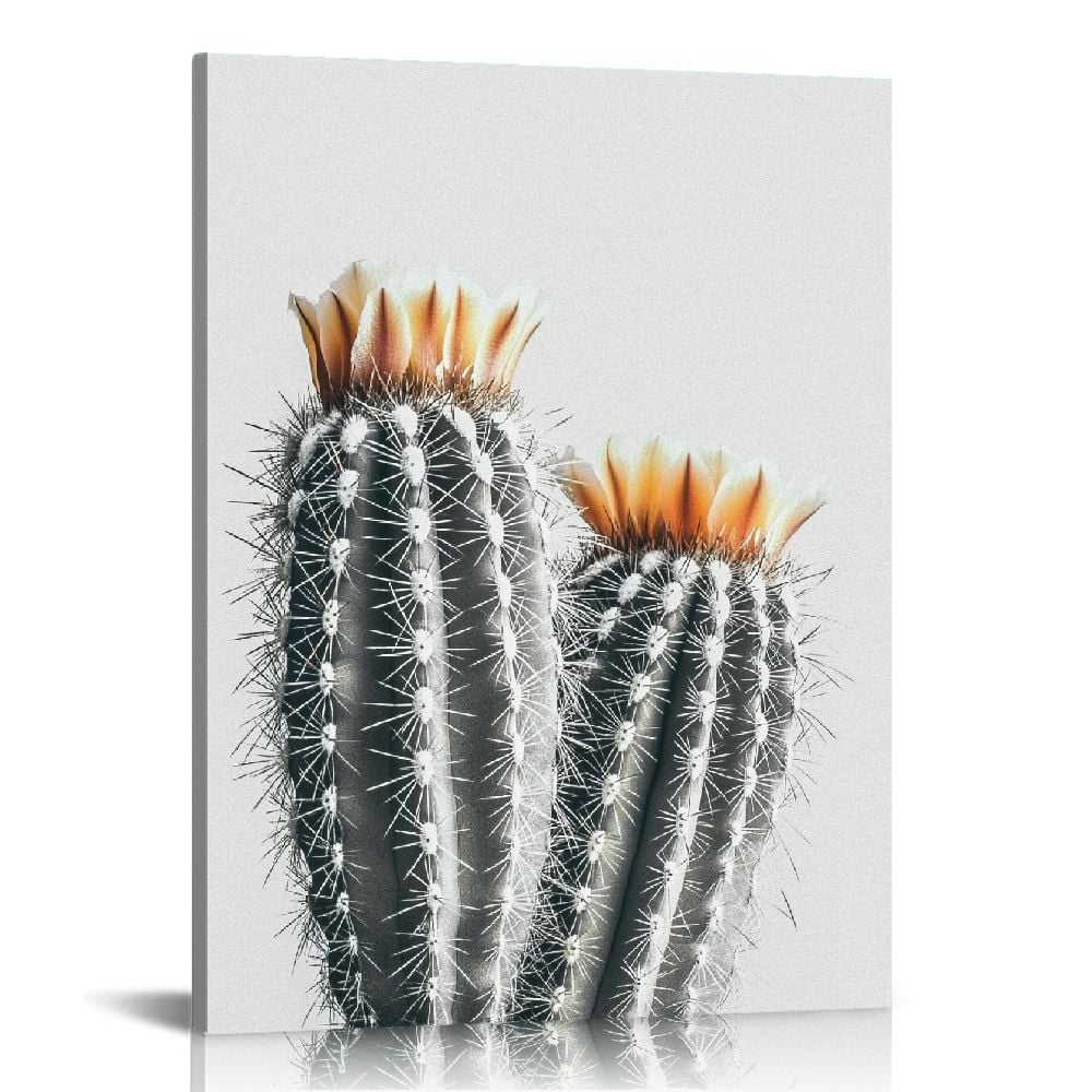 Canvas Print Wall Art Black and White Southwest Desert Cactus Floral ...