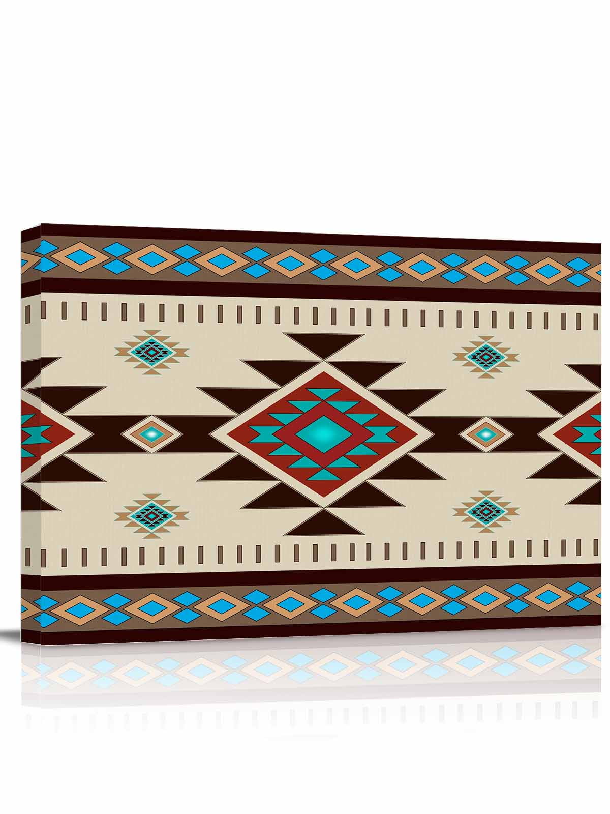 Canvas Print Wall Art Bohemia Theme Brown Ethnic Textile Texture Framed ...