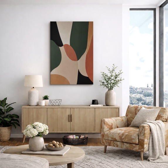 Canvas Print Wall Art Curved Abstract Shapes Print Contemporary ...