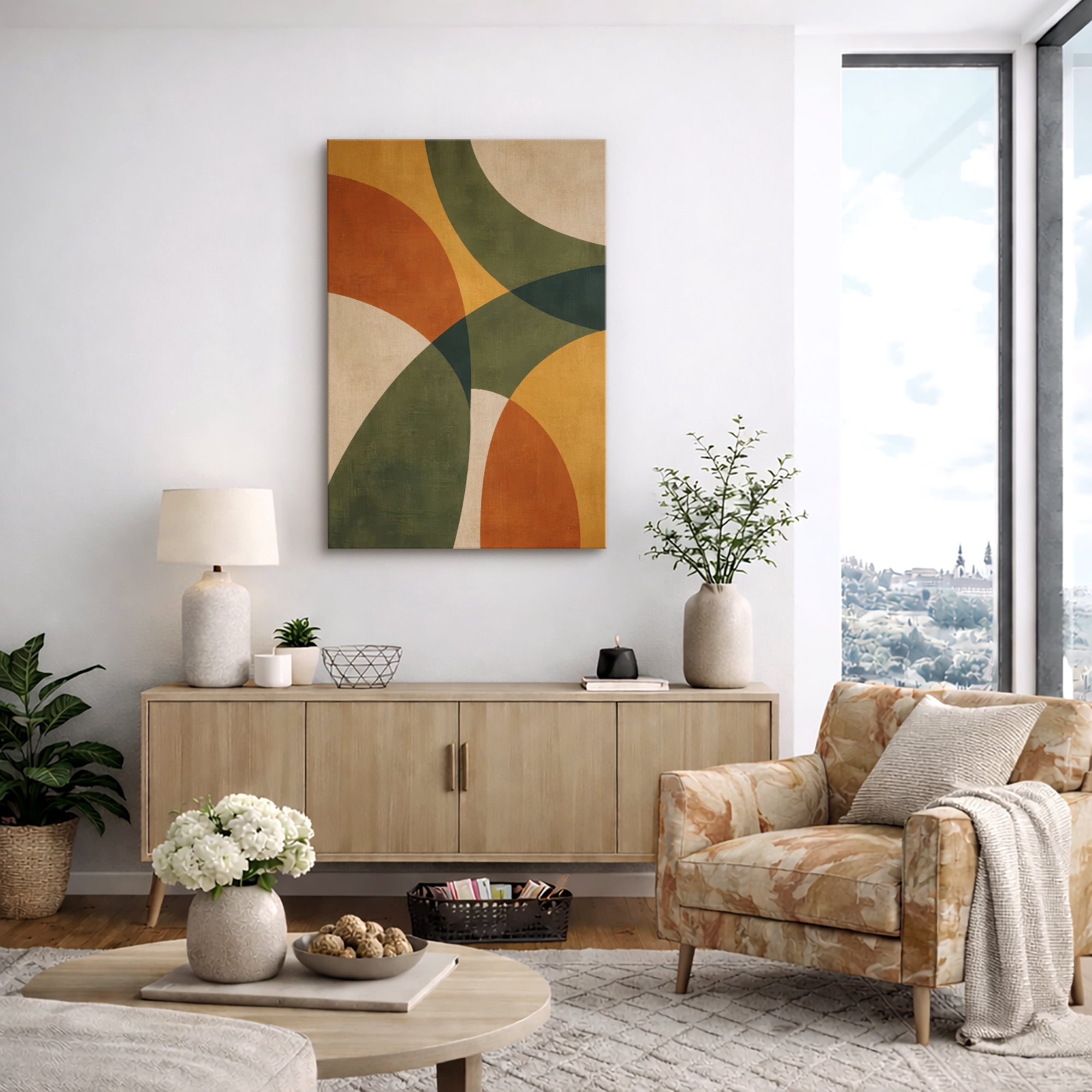 Canvas Print Wall Art Earth Tone Curved Shapes Print Contemporary ...