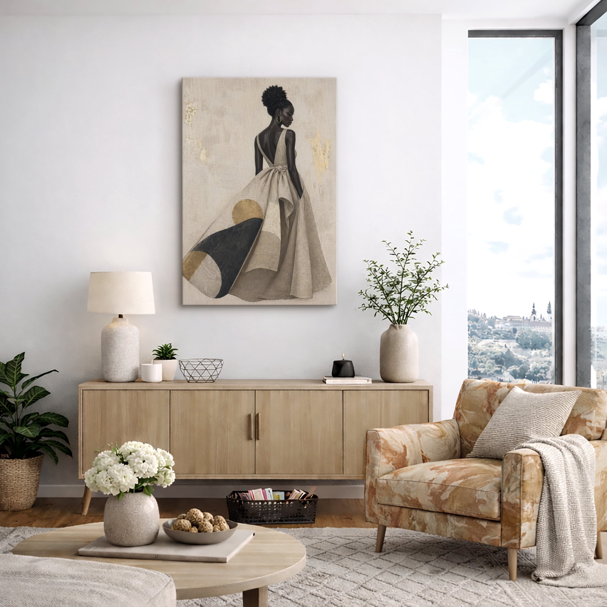 Canvas Print Wall Art Elegant Woman in Dress Print Fashion Figurative ...