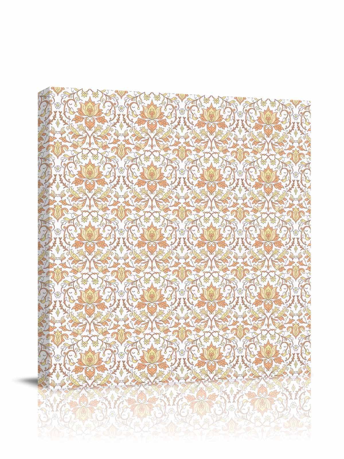 Canvas Print Wall Art Ethnic Style Retro Medieval Yellow Flower Framed ...