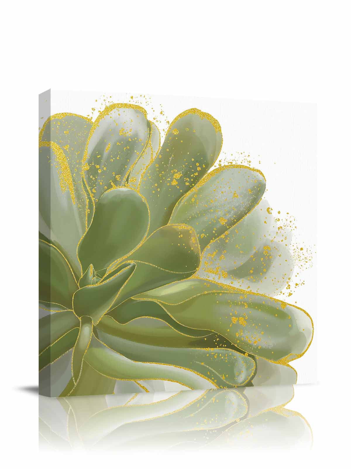 Canvas Print Wall Art Grass Green Gold Flower Green Gradient Vintage ...