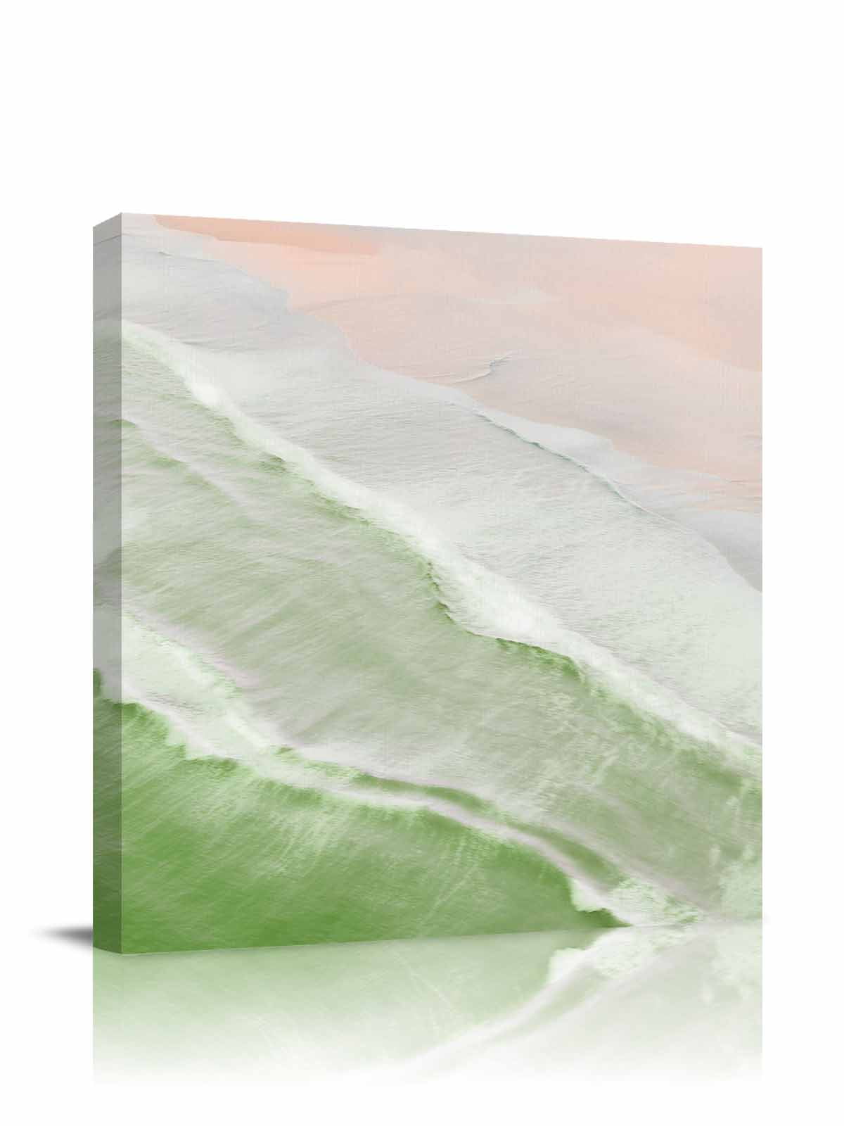 Canvas Print Wall Art Grass Green Gradient Sea Waves Sandy Beach ...