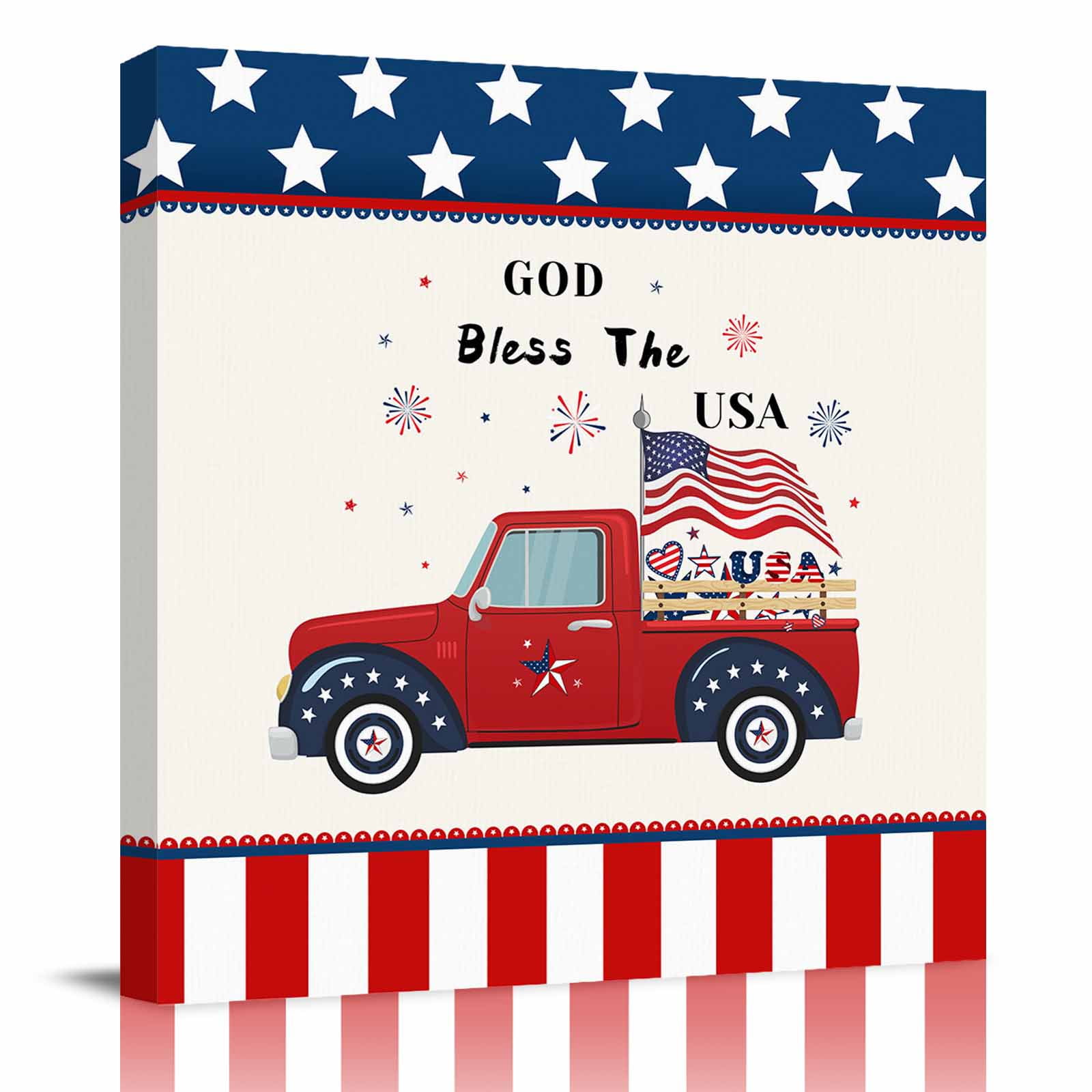 Canvas Print Wall Art Oil Paintings 4th of July Independence Day Truck ...
