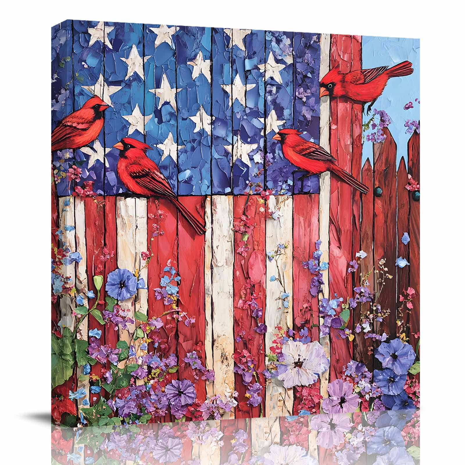Canvas Print Wall Art Oil Paintings 4th of July Retro USA Flag Bird Picture Prints Artwork for ...