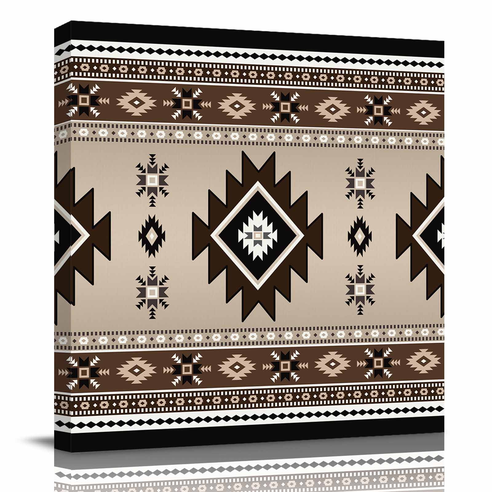 Canvas Print Wall Art Oil Paintings Abstract Aztec Ethnic Geometric Art ...