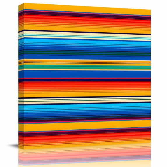 Canvas Print Wall Art Oil Paintings Abstract Mexican Stripes Picture ...
