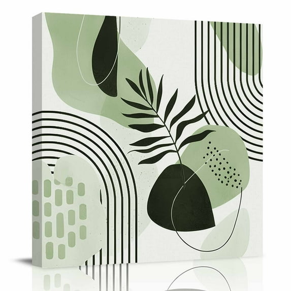 Canvas Print Wall Art Oil Paintings Abstract Mid Century Green Color ...