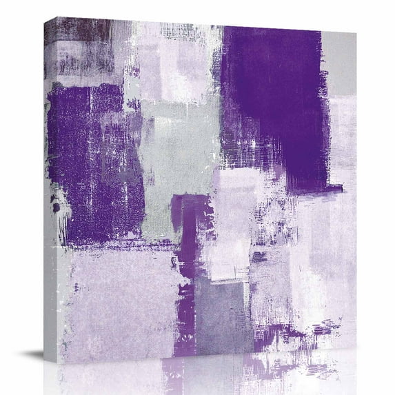 Canvas Print Wall Art Oil Paintings Abstract Purple Color Block Picture ...
