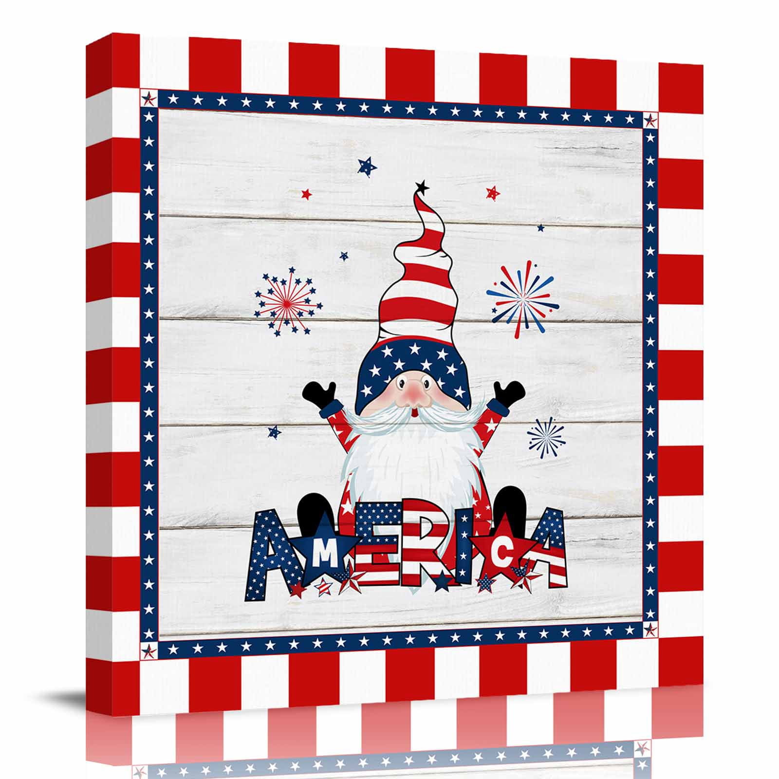 Canvas Print Wall Art Oil Paintings American 4th of July Gnome on ...