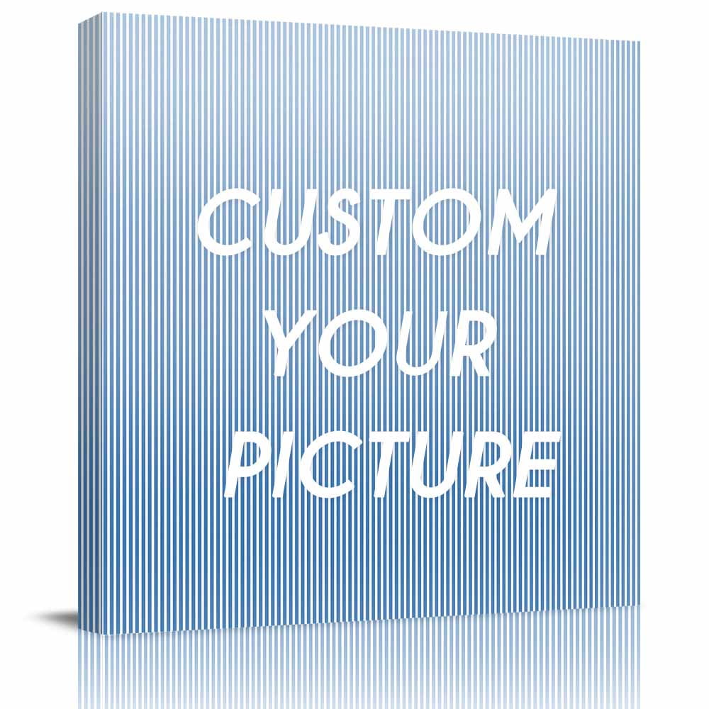 Canvas Print Wall Art Oil Paintings Blue Gradient Stripes Picture ...