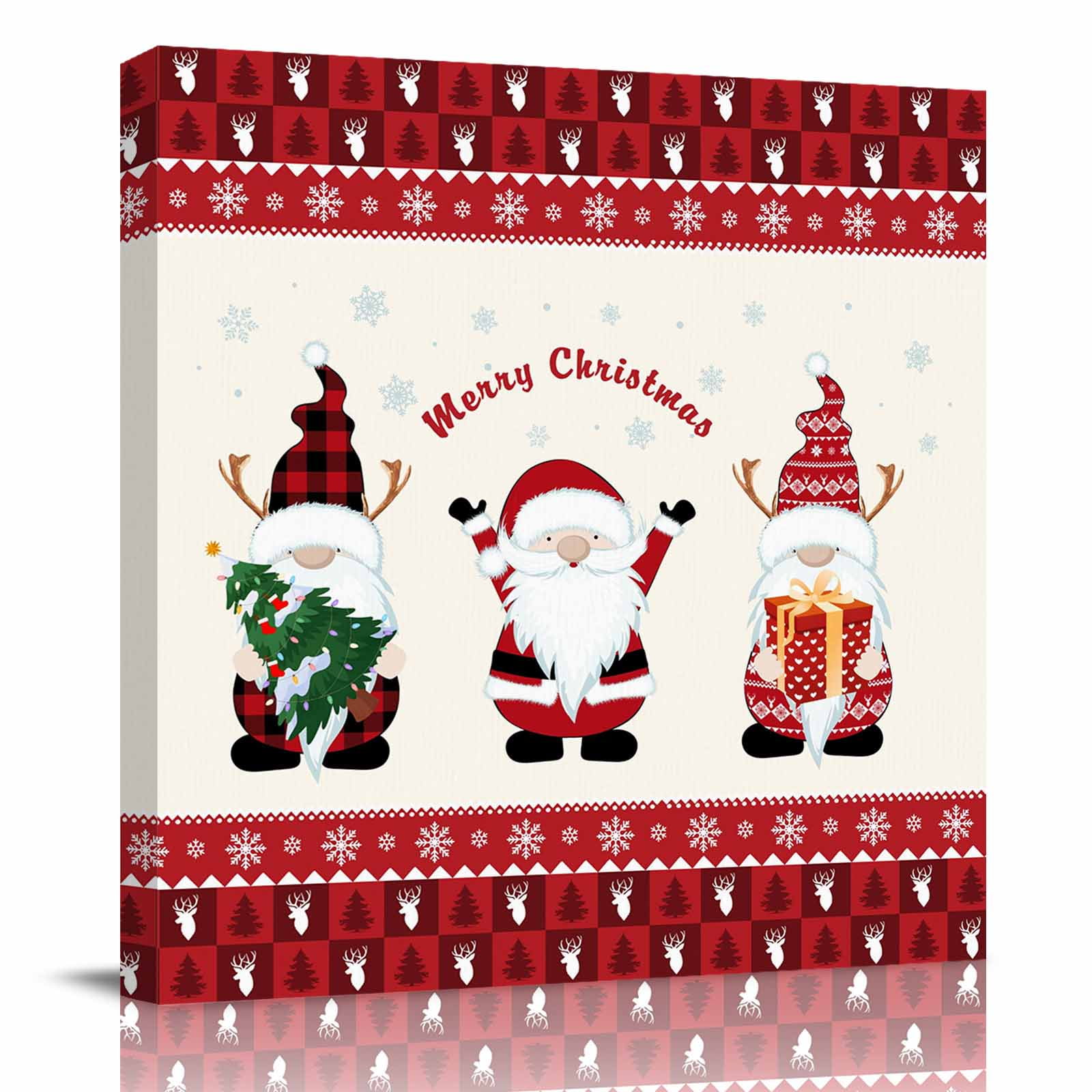 Canvas Print Wall Art Oil Paintings Christmas Dwarf Winter Snowflake ...