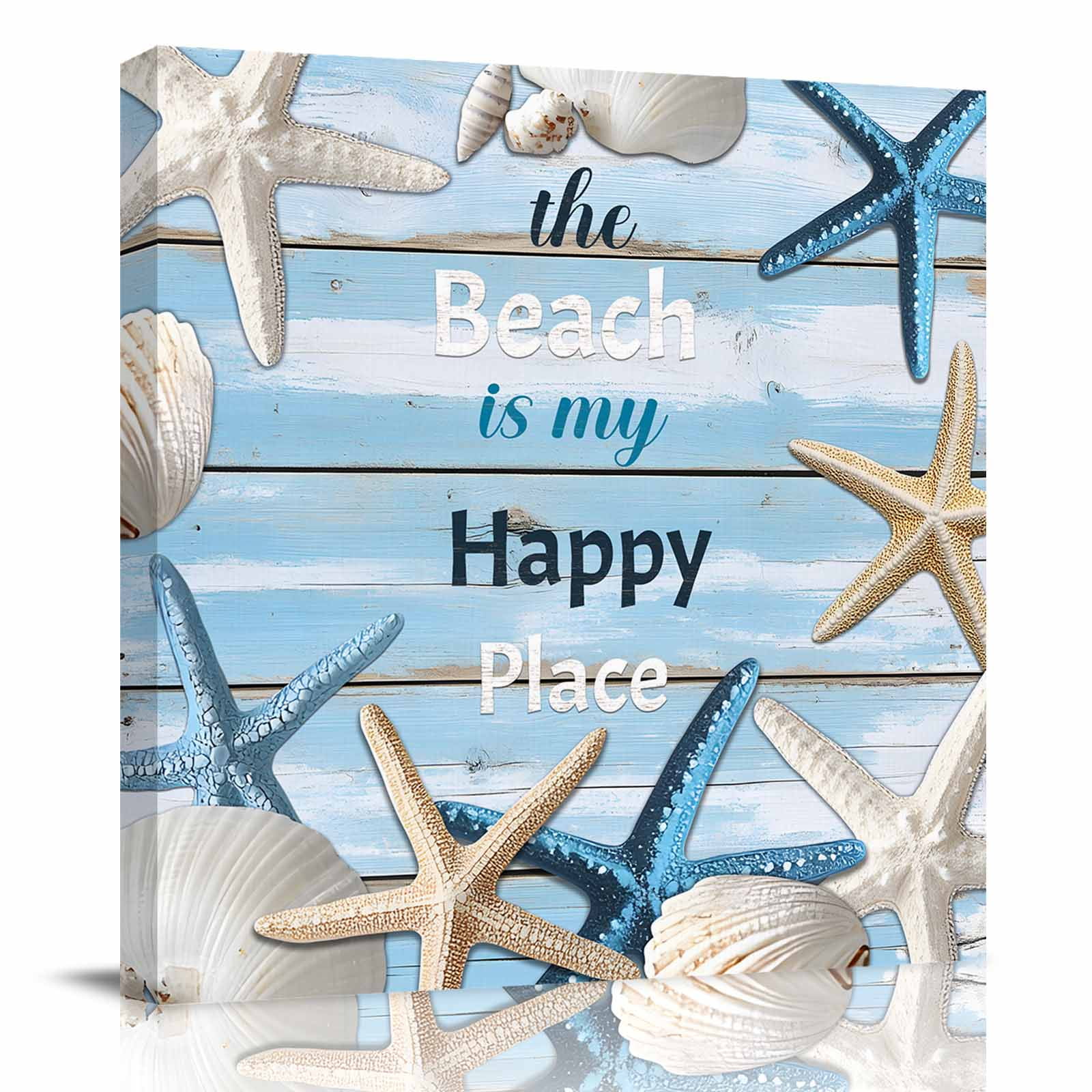 Canvas Print Wall Art Oil Paintings Coastal Ocean Starfish Shell on ...