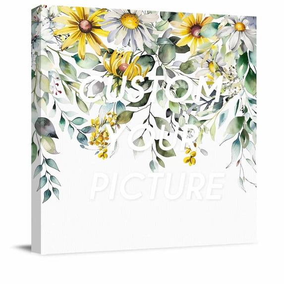 Canvas Print Wall Art Oil Paintings Daisy Flower Green Leaves ...