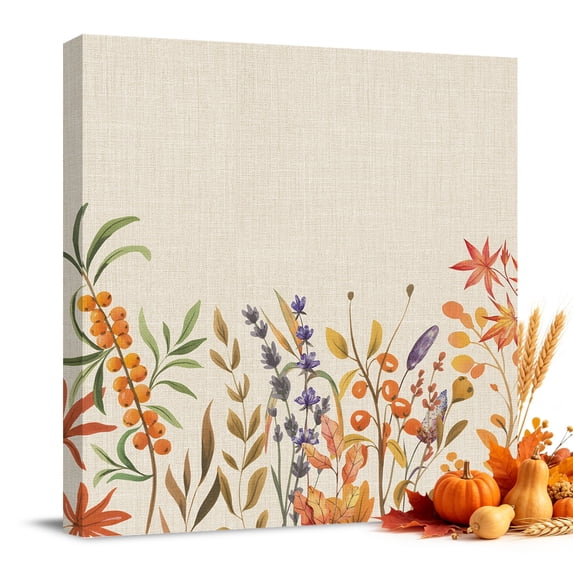 Canvas Print Wall Art Oil Paintings Fall Orange Maple Leaf Thanksgiving ...