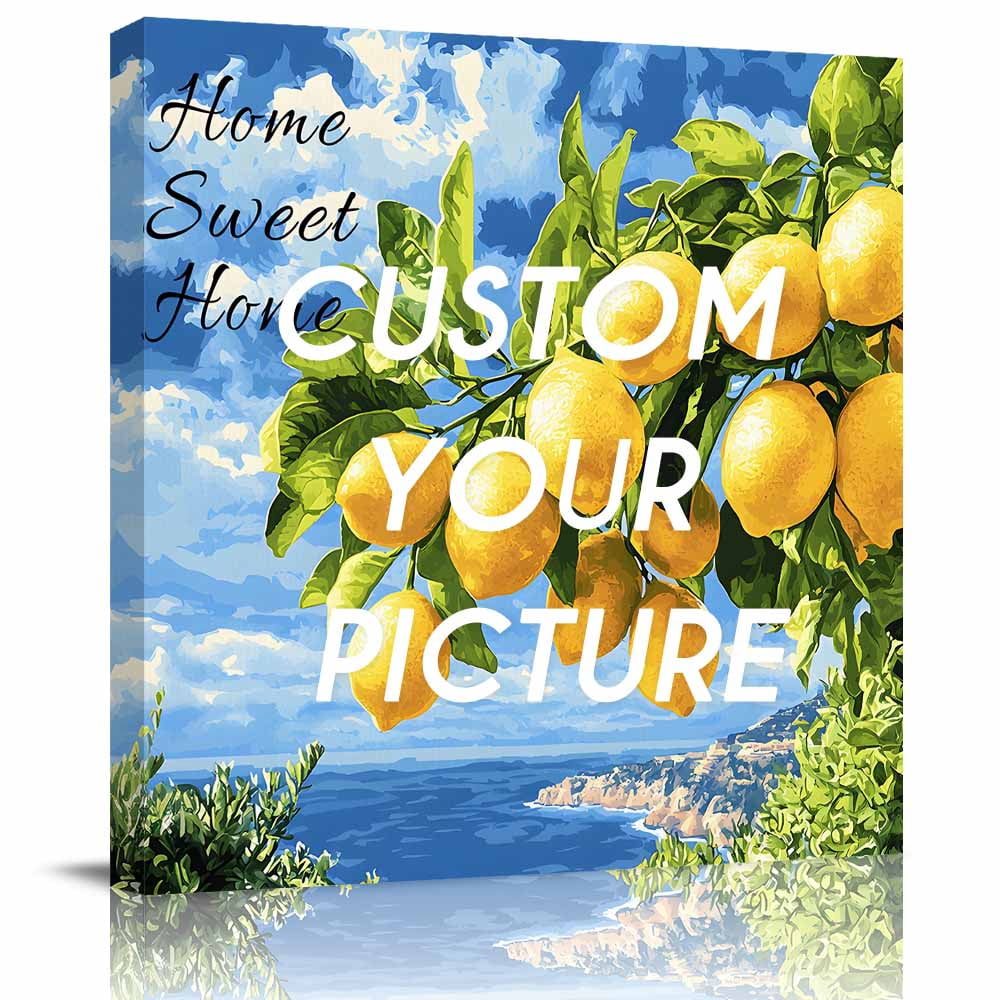 Canvas Print Wall Art Oil Paintings Farm Lemon Green Leaves Watercolor ...
