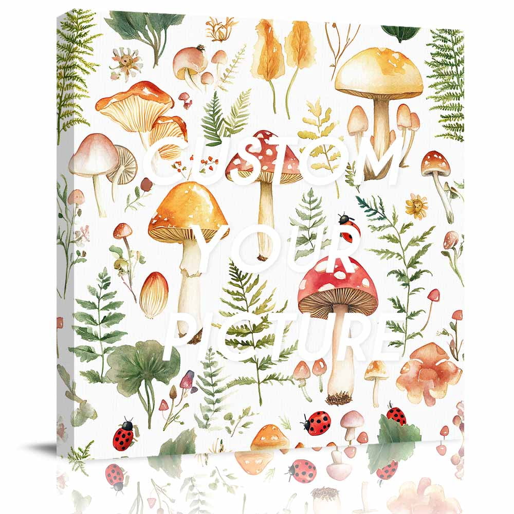 Canvas Print Wall Art Oil Paintings Farm Mushroom Botanical Leaves ...