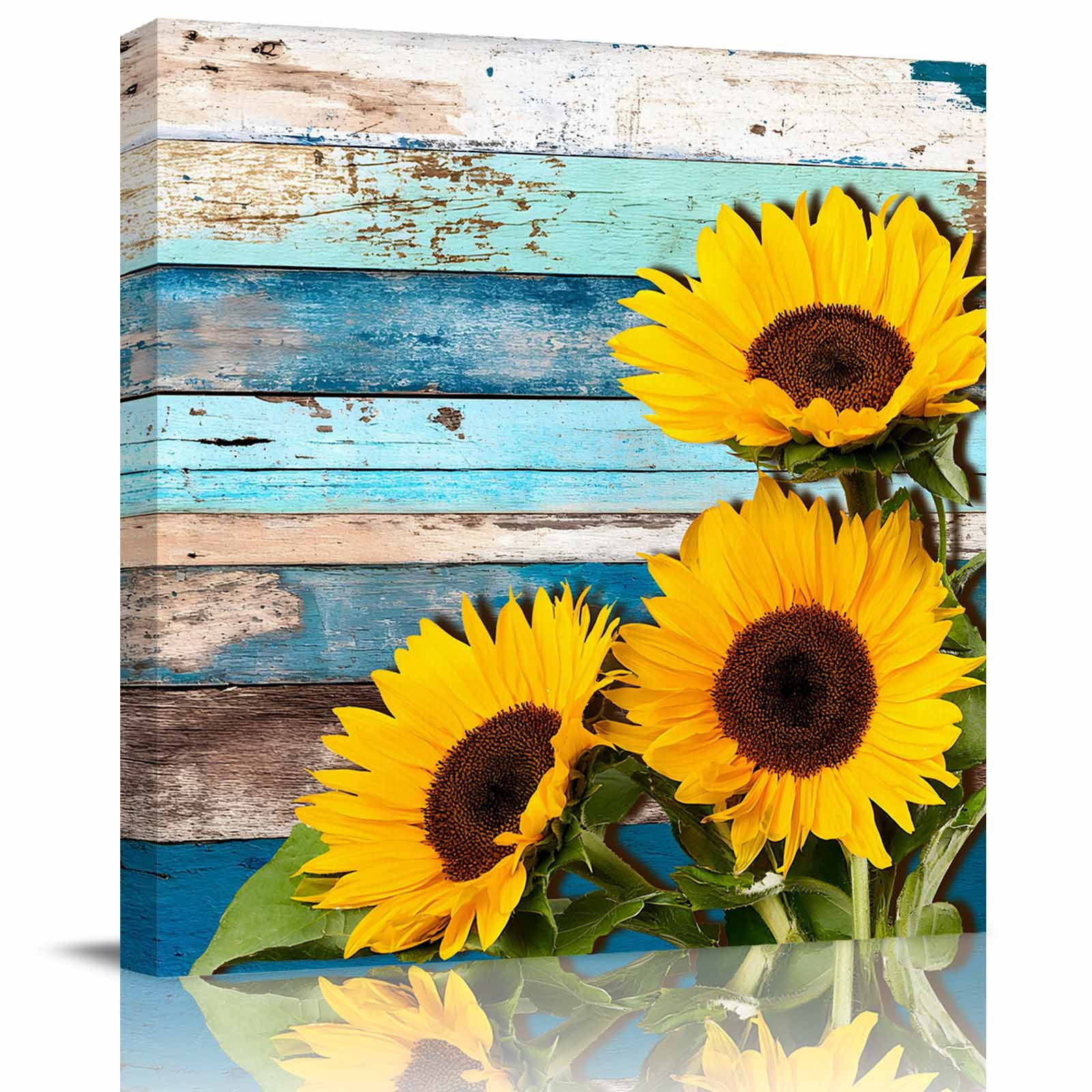 Canvas Print Wall Art Oil Paintings Farmhouse Sunflowers Leaves Picture ...
