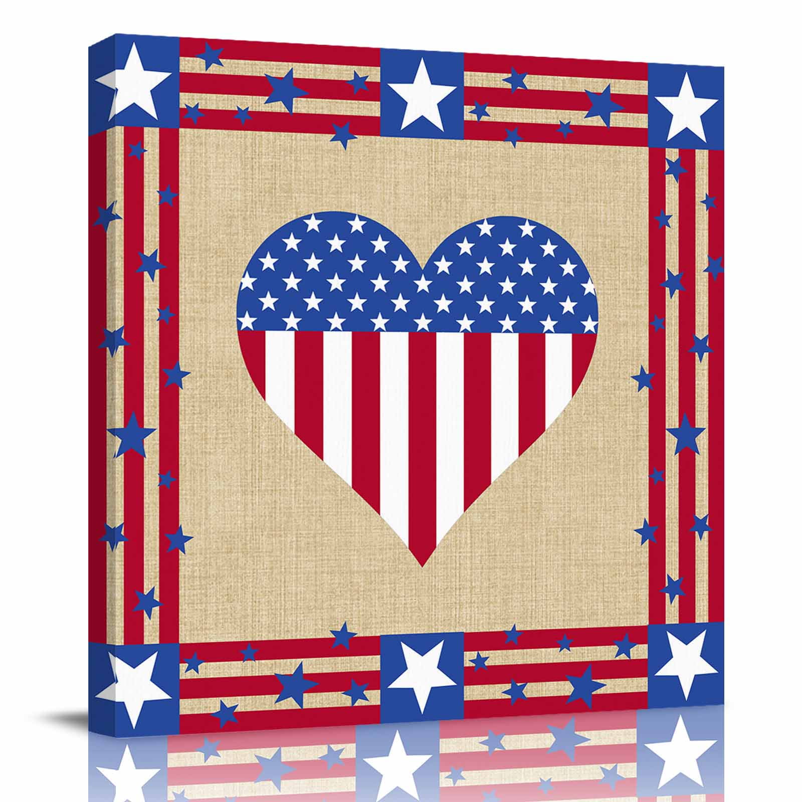 Canvas Print Wall Art Oil Paintings Flag Day Freedom Star and Stripe ...