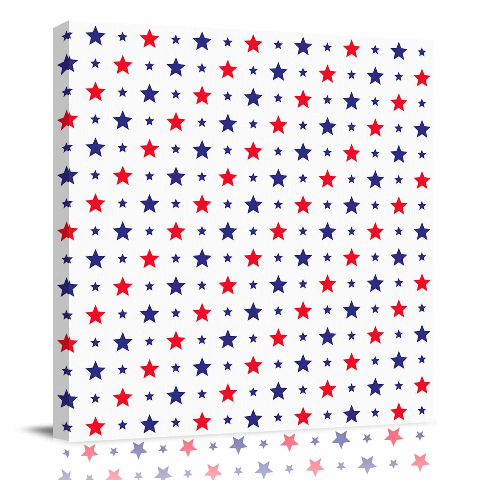 Canvas Print Wall Art Oil Paintings Flag Day Red and Blue Stars on ...