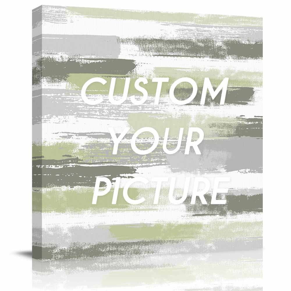 Canvas Print Wall Art Oil Paintings Green Grey Striped Picture Prints ...