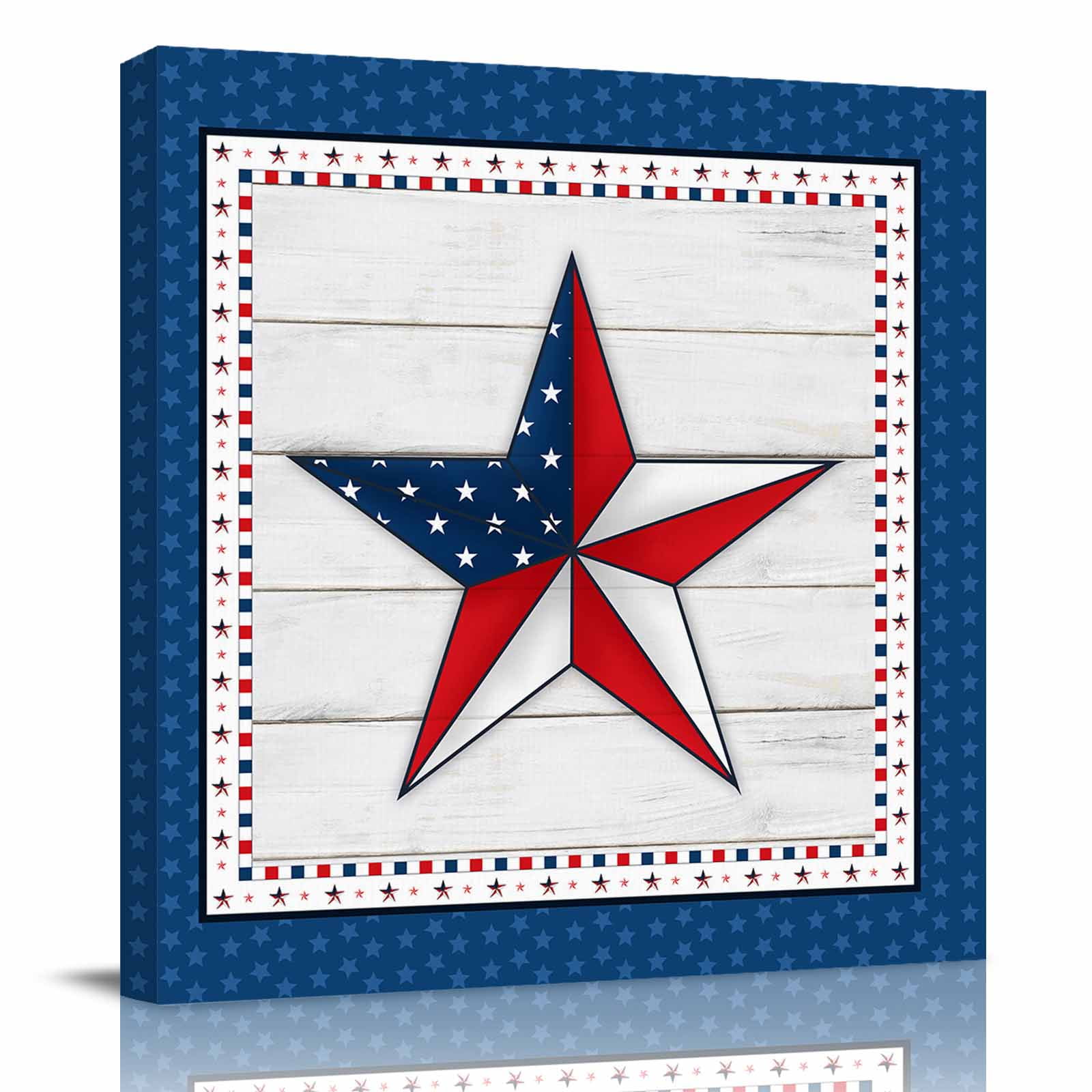 Canvas Print Wall Art Oil Paintings Independence Day Flag Stars on Chic ...