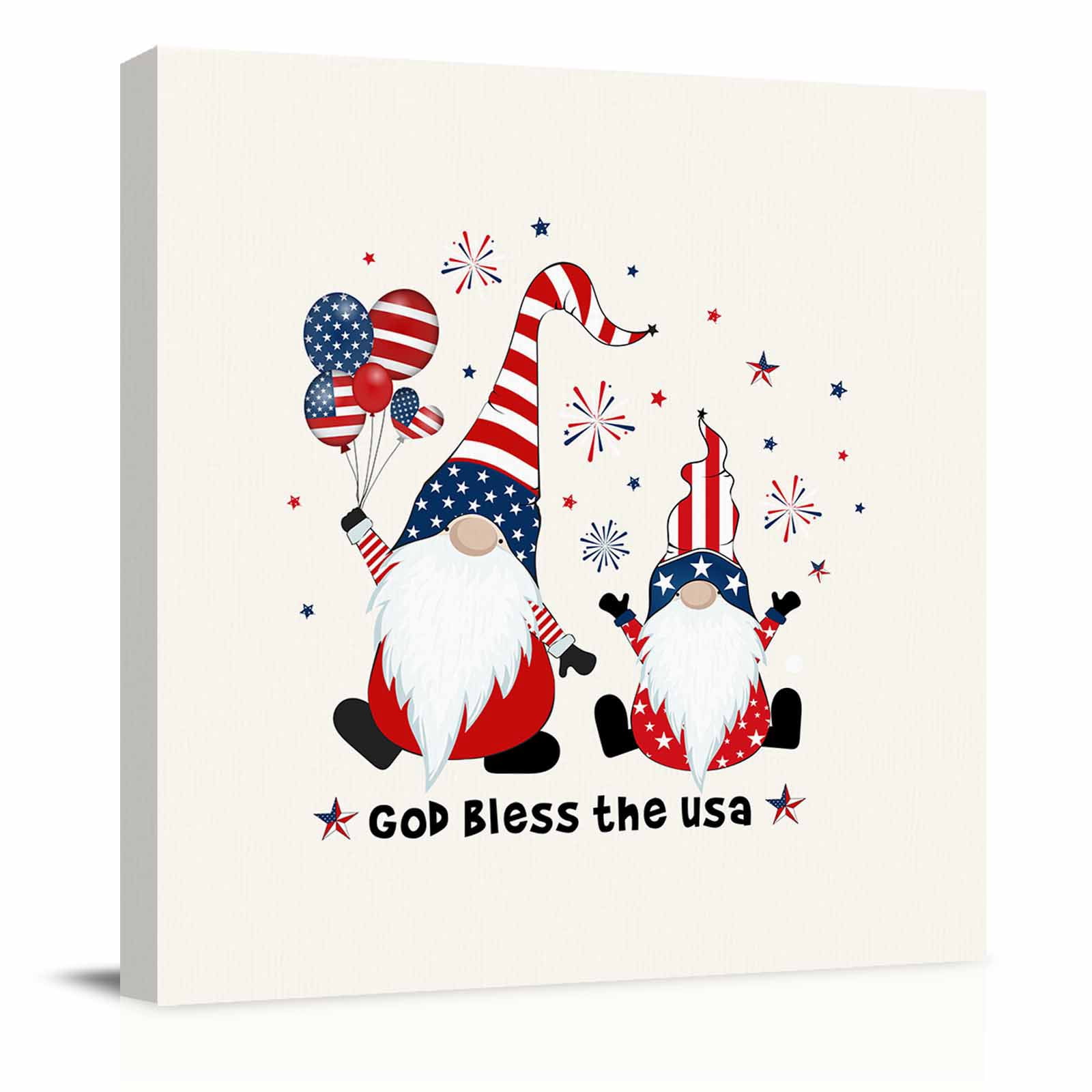 Canvas Print Wall Art Oil Paintings Independence Day Patriotic Gnome ...