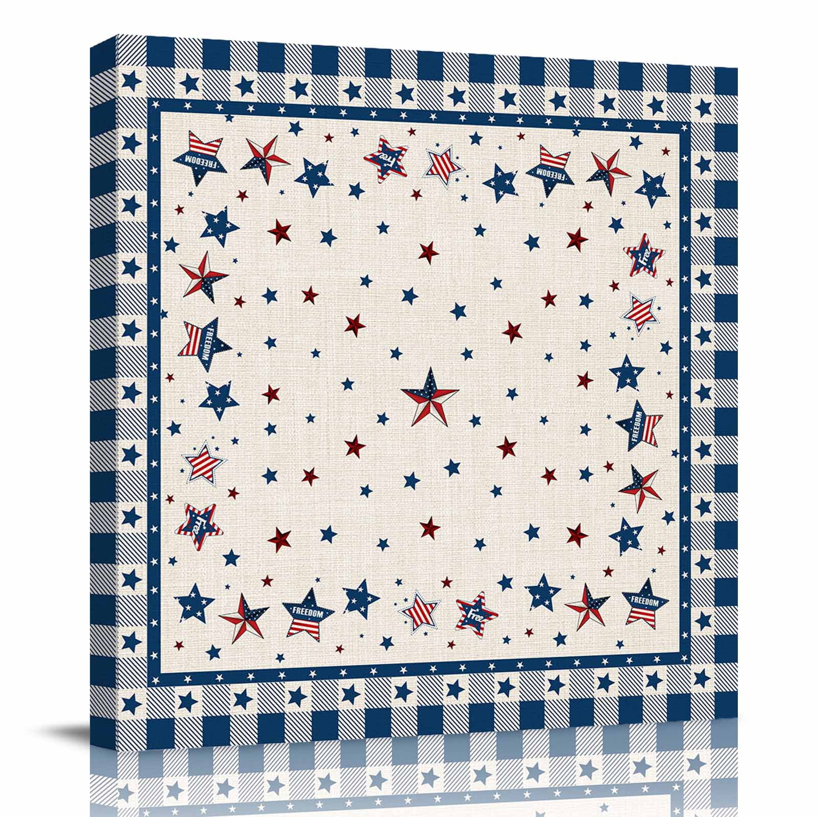 Canvas Print Wall Art Oil Paintings Memorial Day Freedom Star on Burlap ...