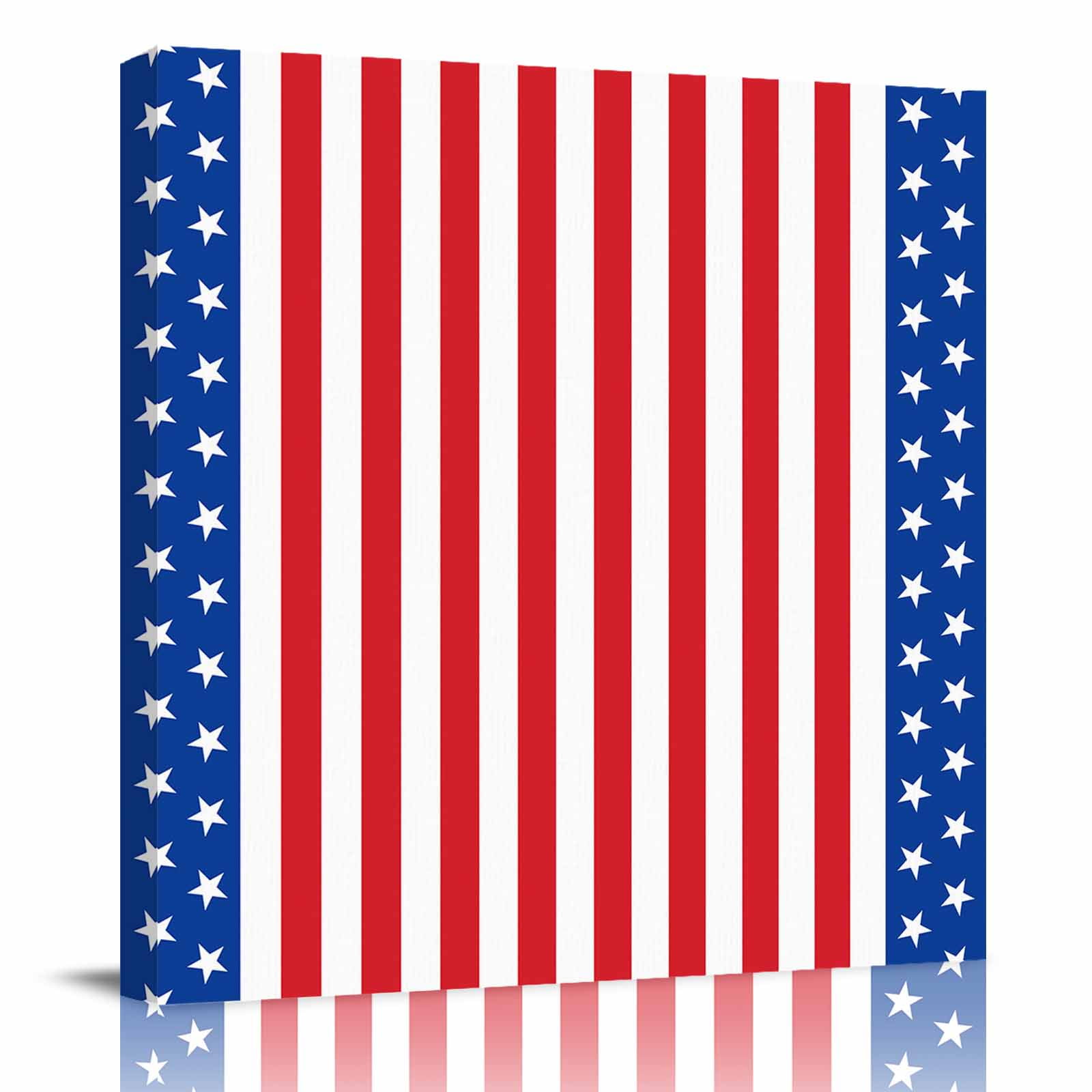 Canvas Print Wall Art Oil Paintings Memorial Day Freedom White Red ...