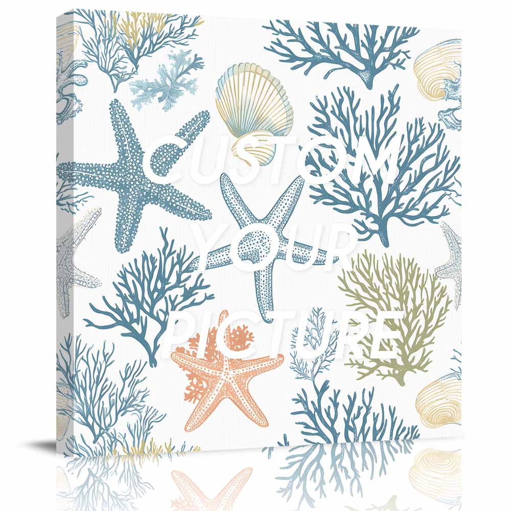 Canvas Print Wall Art Oil Paintings Ocean Coral Starfish Shell Starfish ...