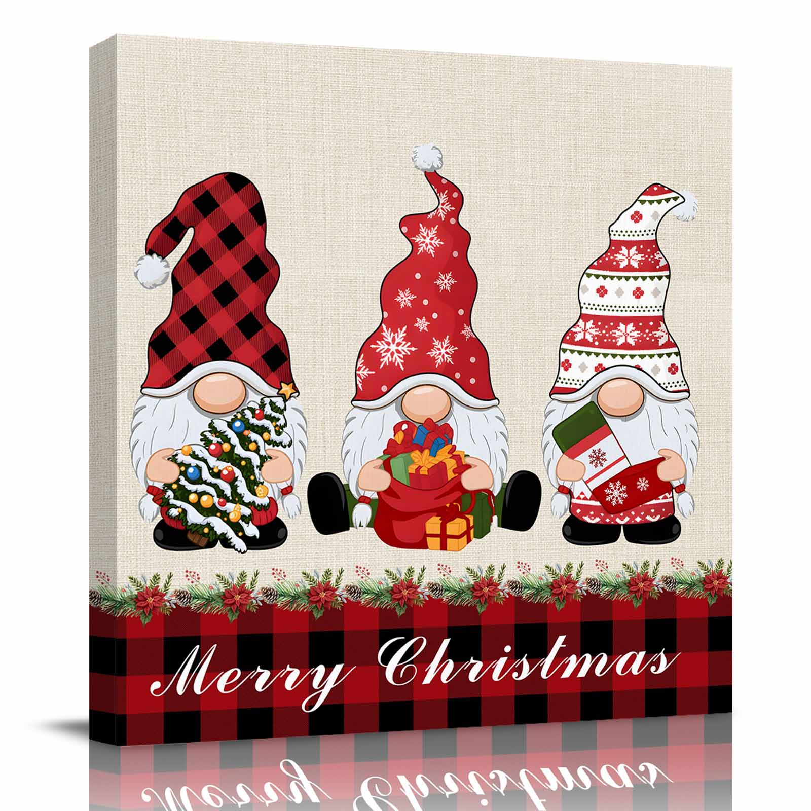 Canvas Print Wall Art Oil Paintings Red Black Plaid Lattice Dwarf ...