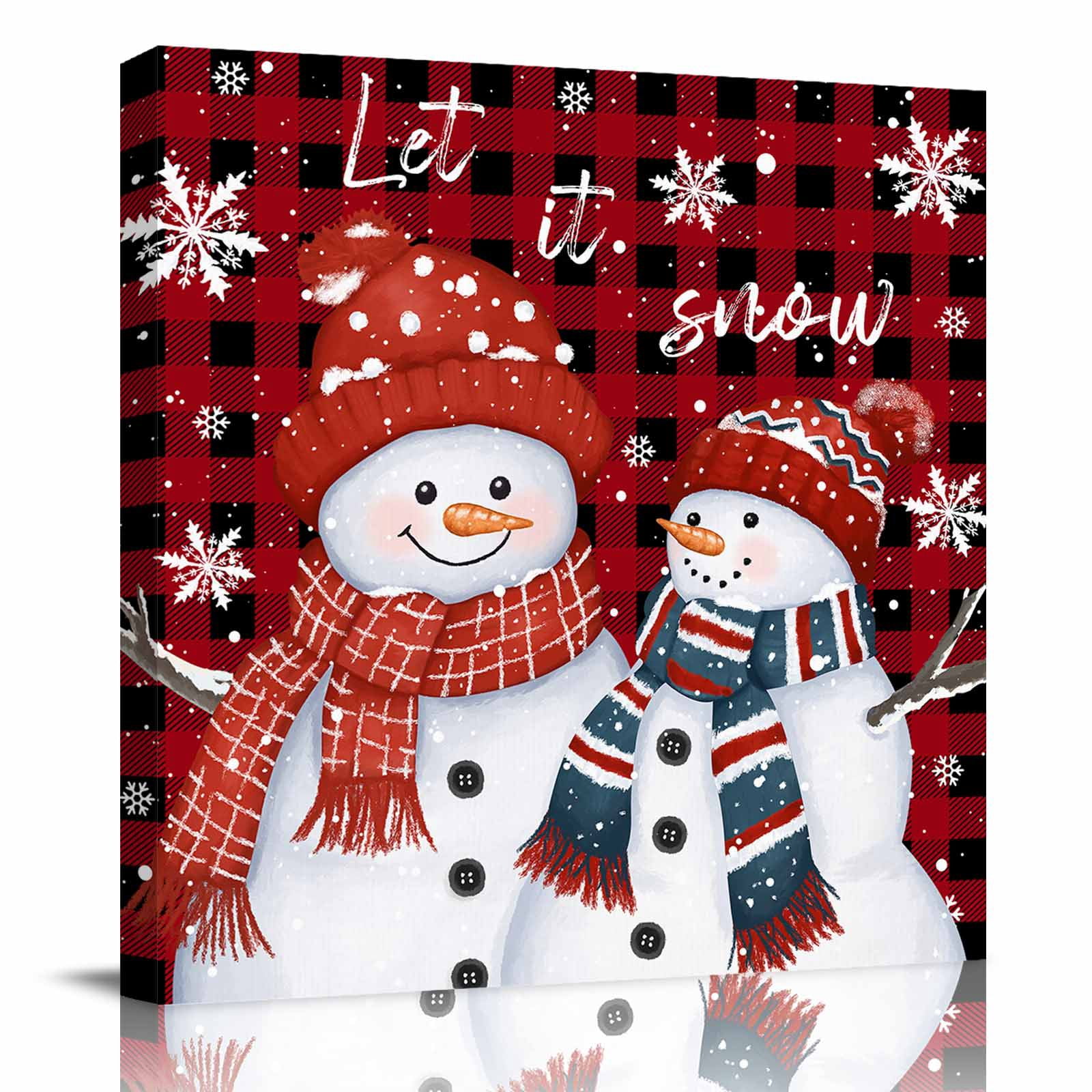 Canvas Print Wall Art Oil Paintings Snowman Red Black Buffalo Check ...