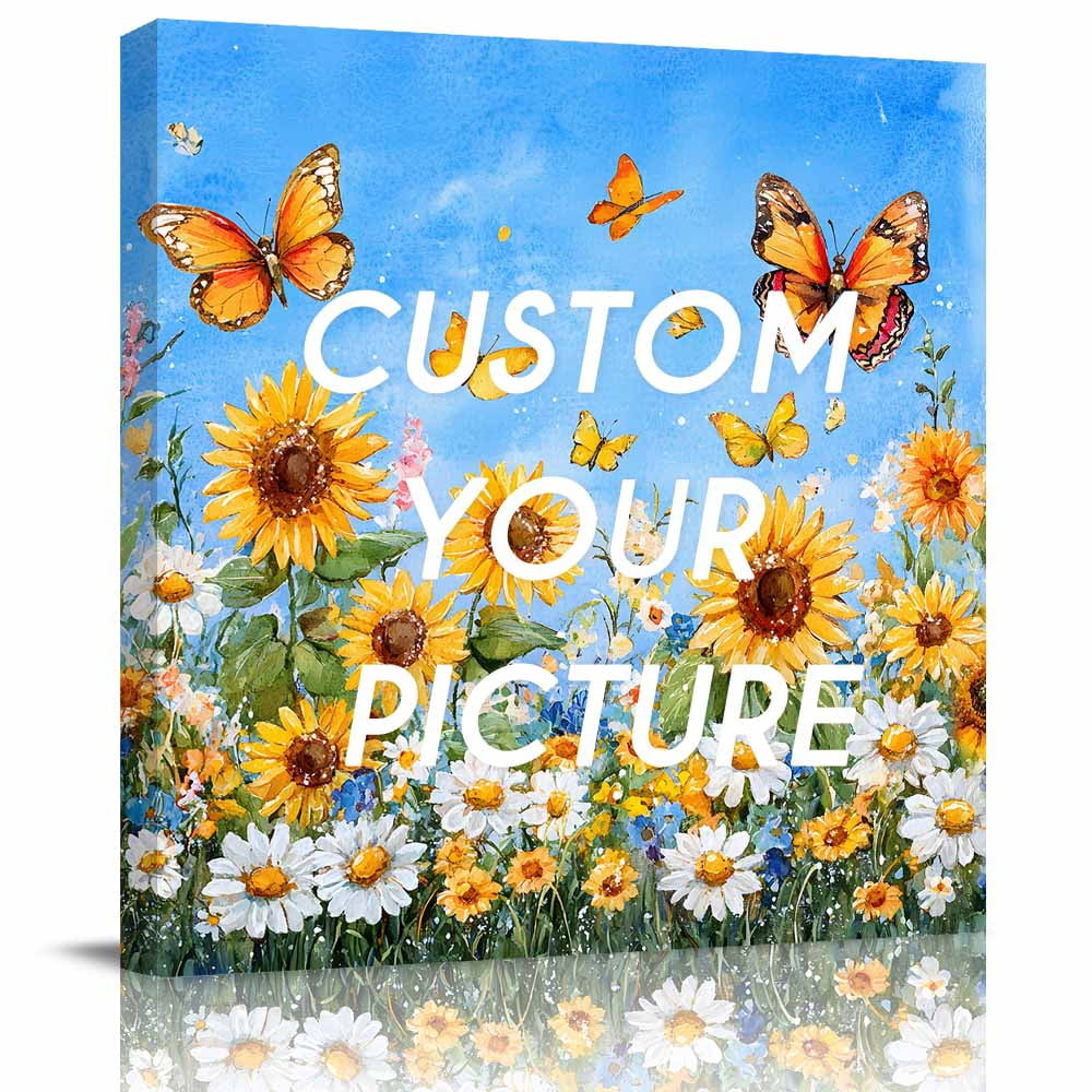Canvas Print Wall Art Oil Paintings Spring Summer Butterfly Floral ...